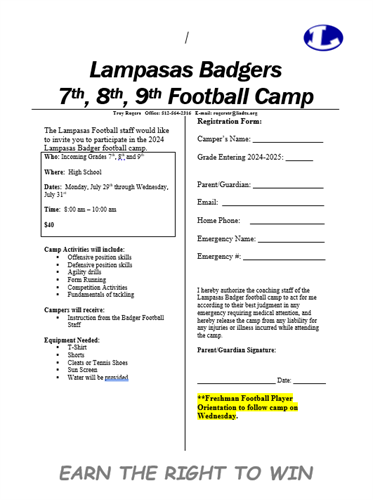 Lampasas Independent School District - SWAT / Summer Camps